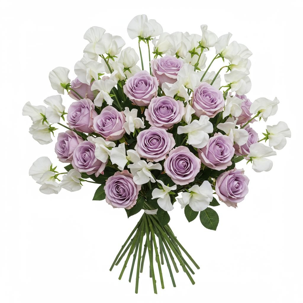 Fragrant Sweet Pea with Roses Bouquet – Elegant & Aromatic Floral ...