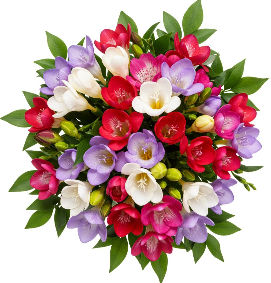 Fragrant Trio Freesias with Greenery Bouquet | Elegant Scented Flowers ...