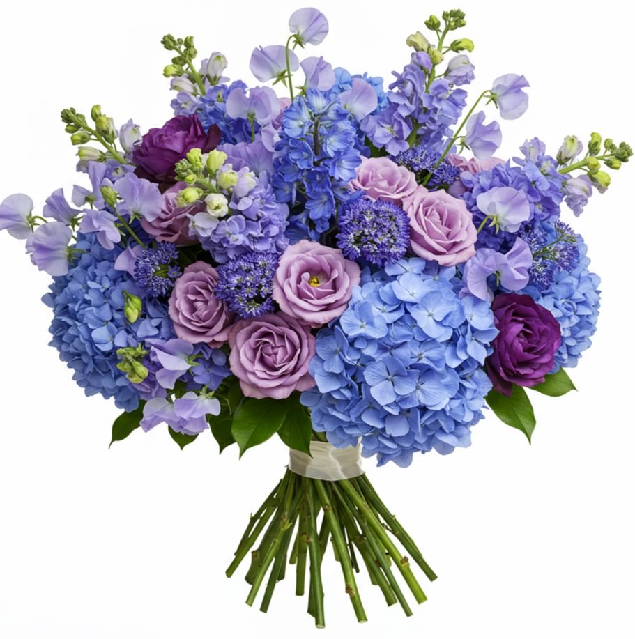 Lavender Sweet Pea with Blue Accent Bouquet | Exquisite Floral Designs ...