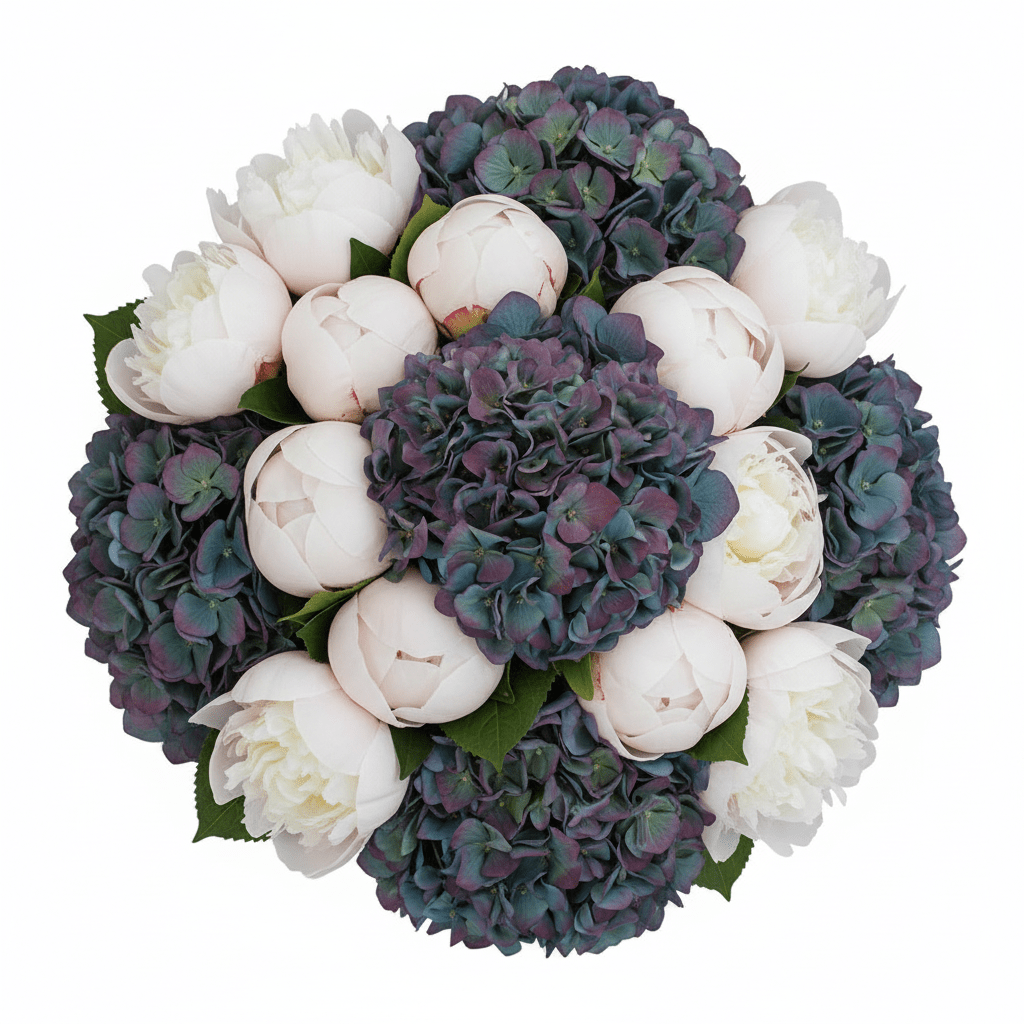 Pimpernel Hydrangea with Peonies Bouquet | Flowers Box London