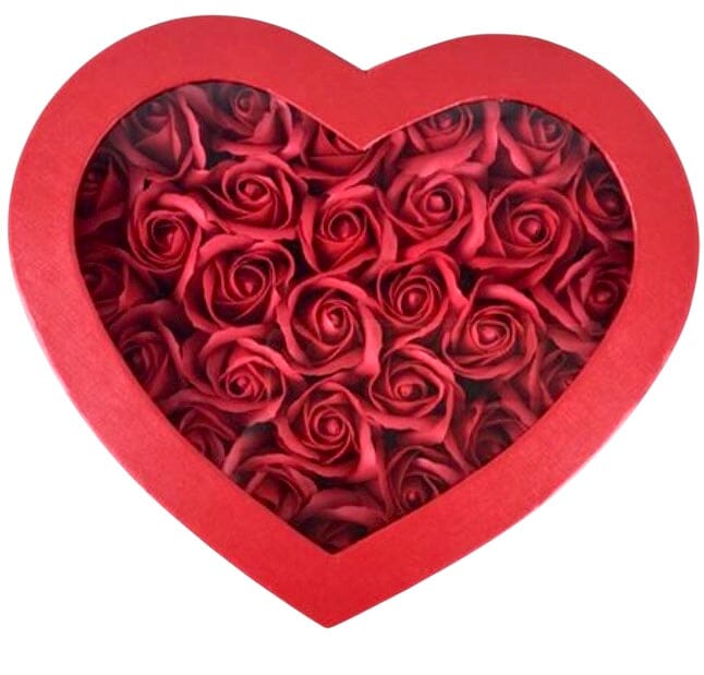 Red Heart Box with Red Scented Forever Roses – Flowers Box London
