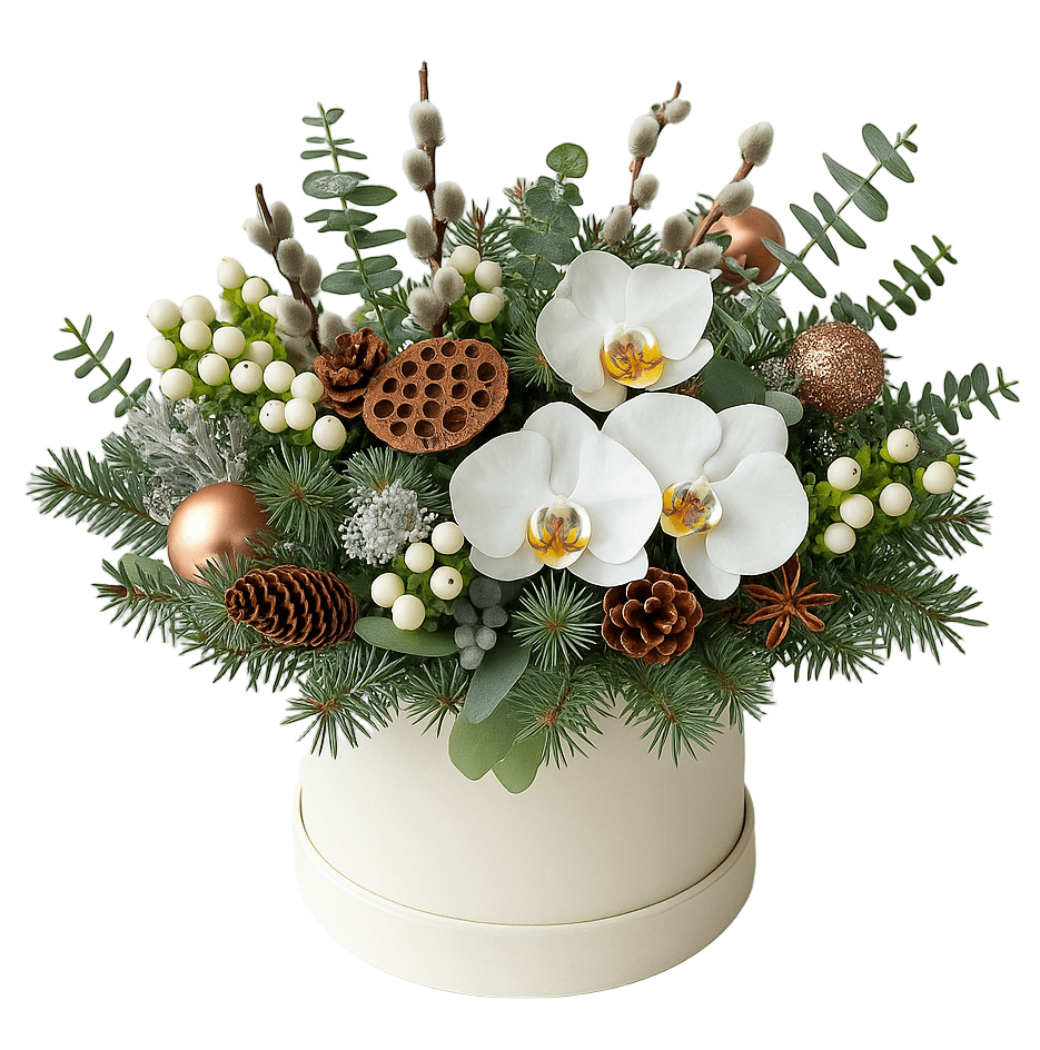 Rose Gold Baubles with Phalaenopsis Orchids Exclusive Box | Luxury ...